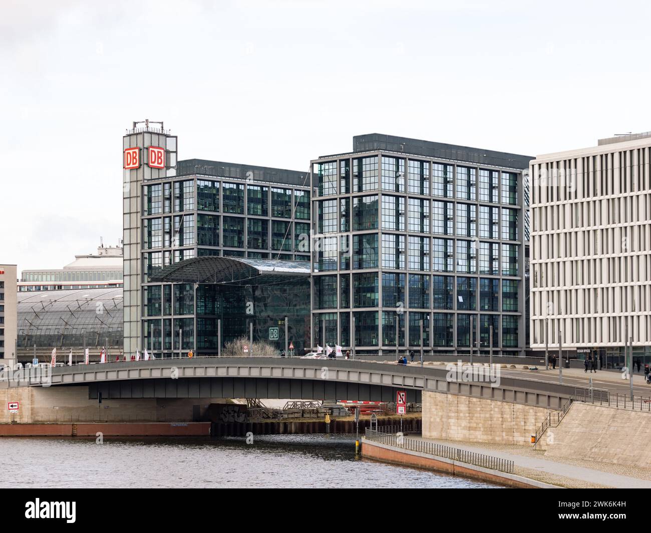 Central station building exterior in the capital city. Modern ...