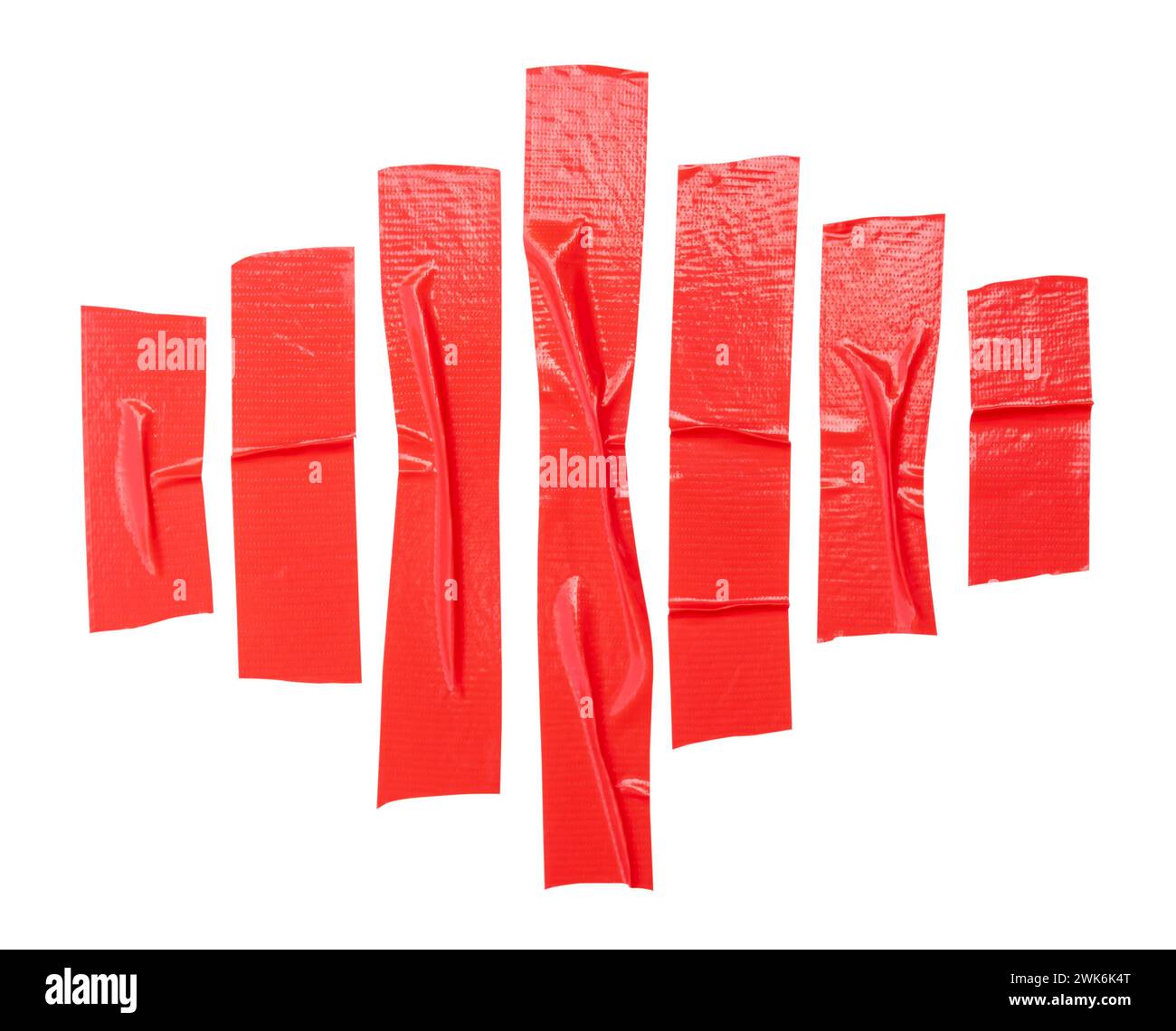 Top view set of red adhesive vinyl tape or cloth tape in stripes shape ...
