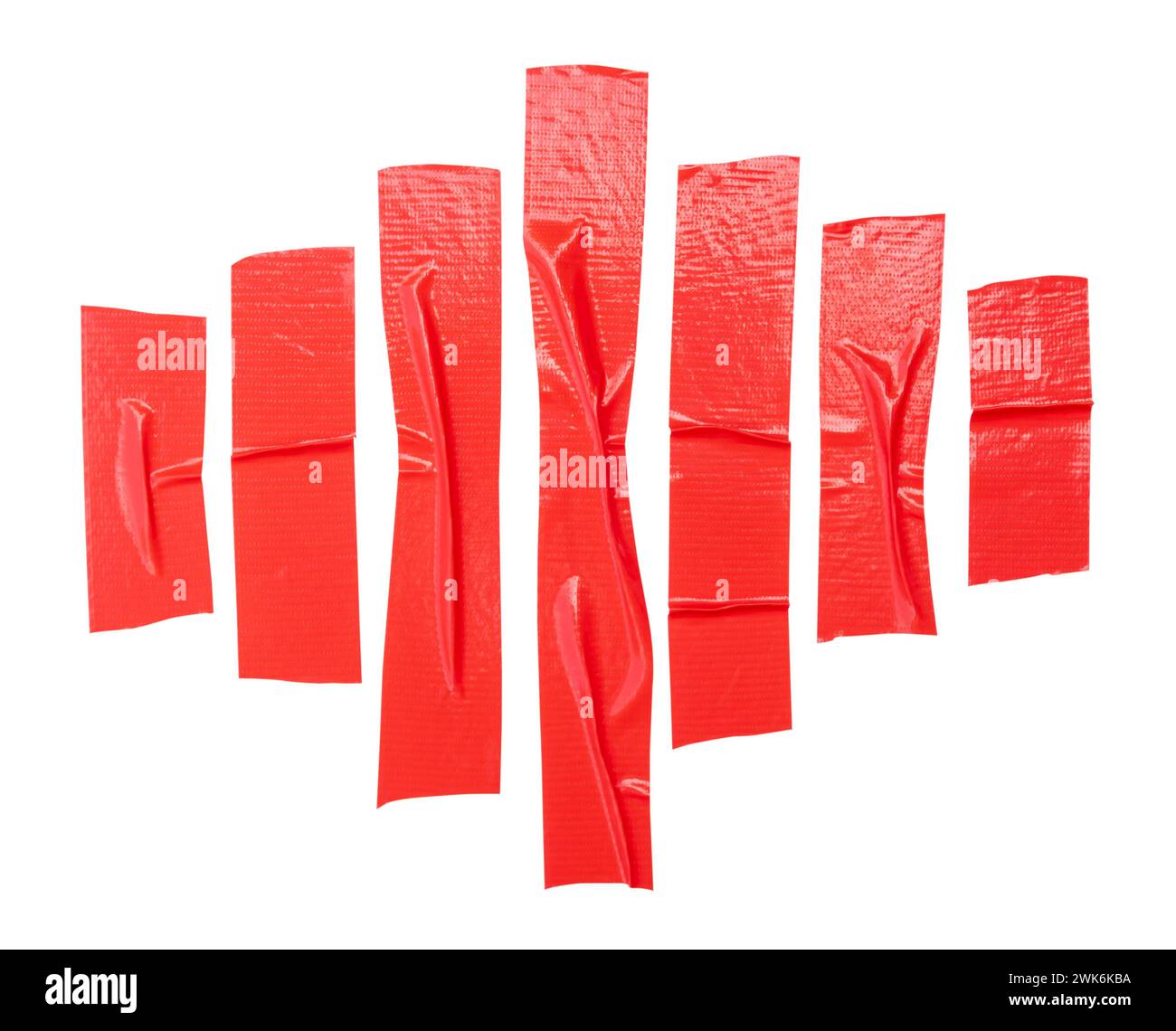 Top view set of red adhesive vinyl tape or cloth tape in stripes shape ...