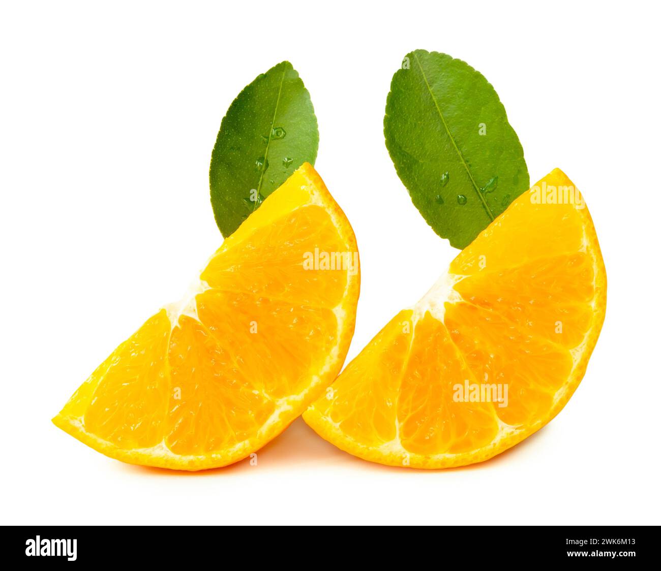 Front view of fresh shogun or tangerine mandarin orange slices or ...