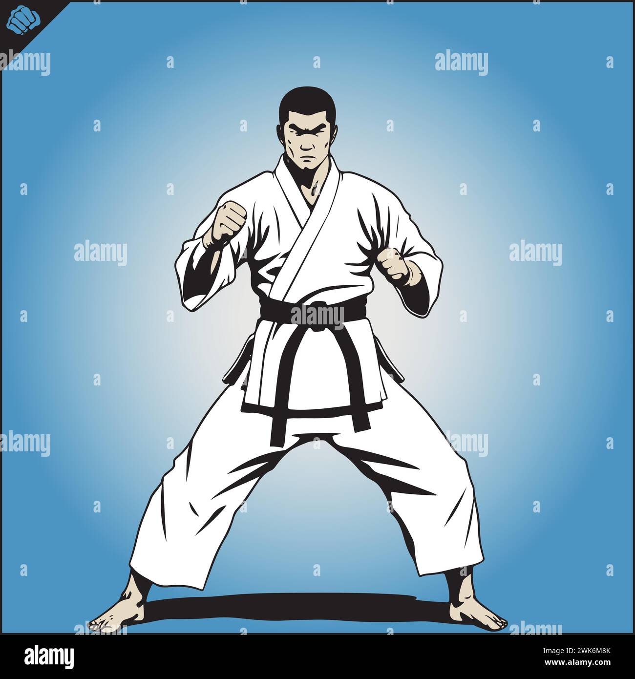 Kyokushin Fullcontact Karateka In A White Kimono Gi Stock Vector Image And Art Alamy