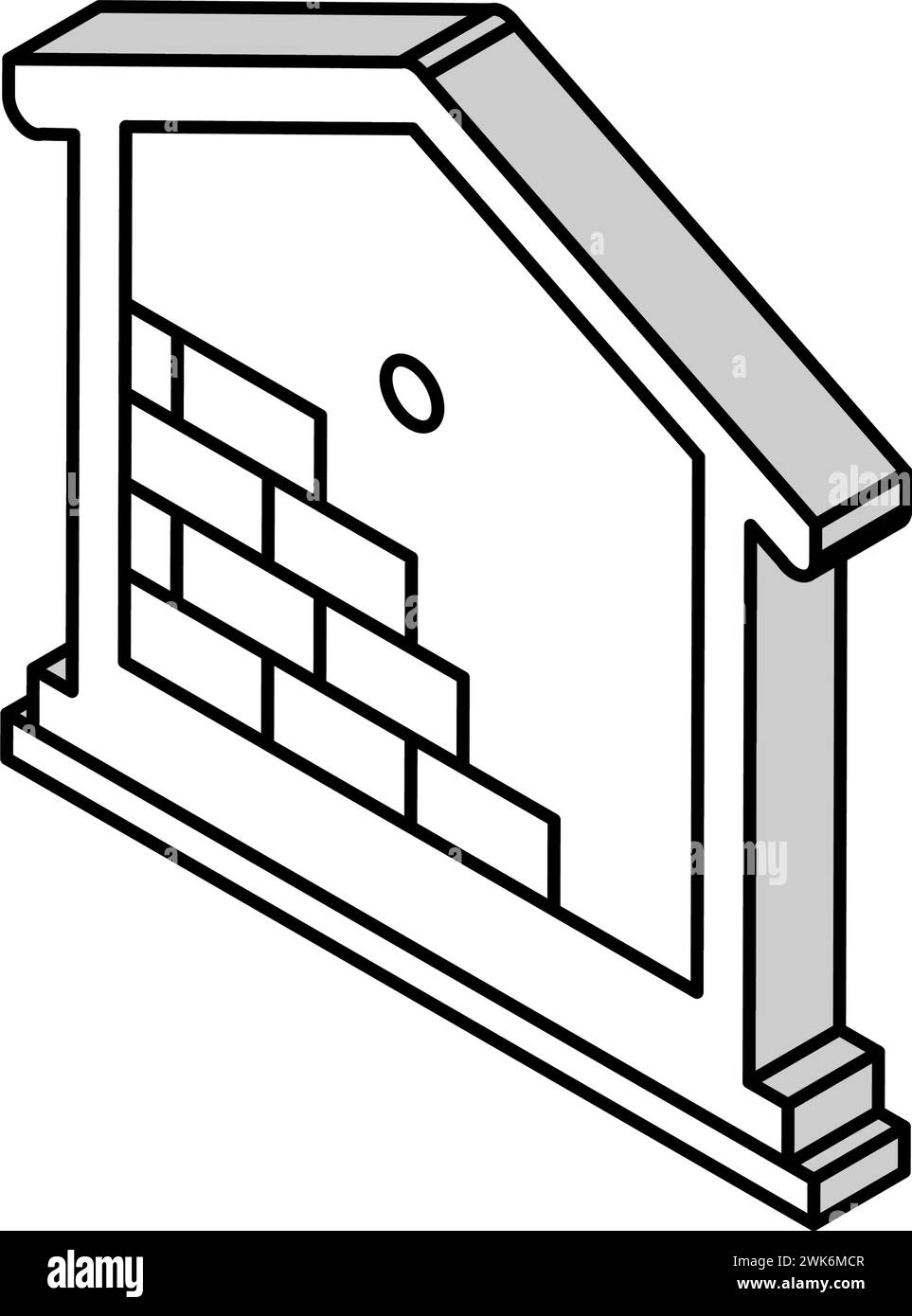 inside wall insulation with mineral wool isometric icon vector ...