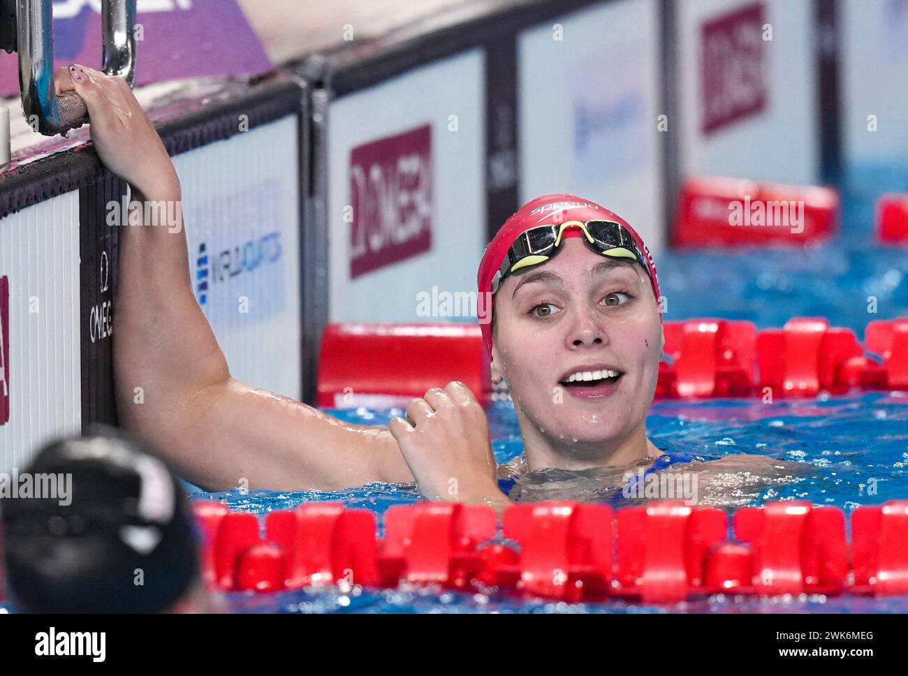 Doha, Qatar. 18th Feb, 2024. Freya Constance Colbert of Britain reacts ...