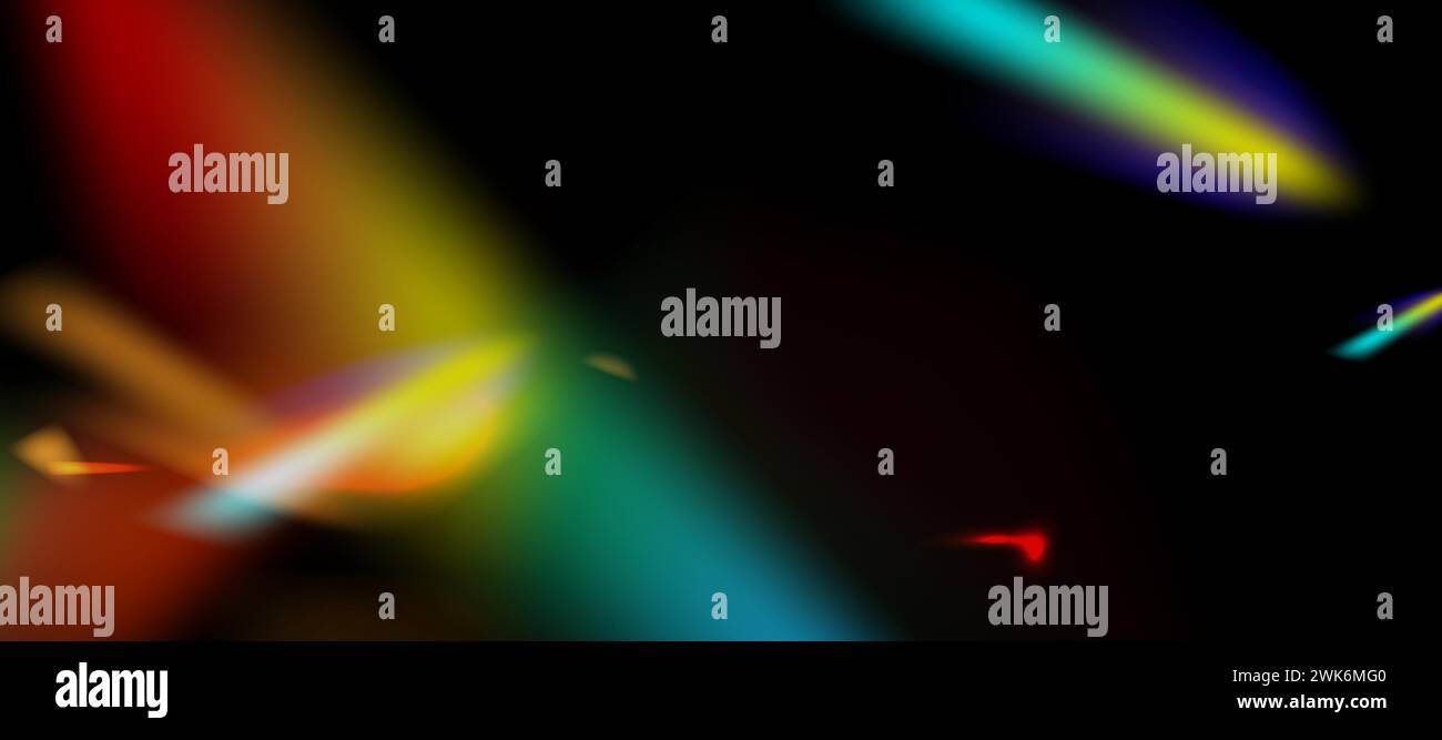 Blurred rainbow refraction overlay. Damaged photo film texture effect ...