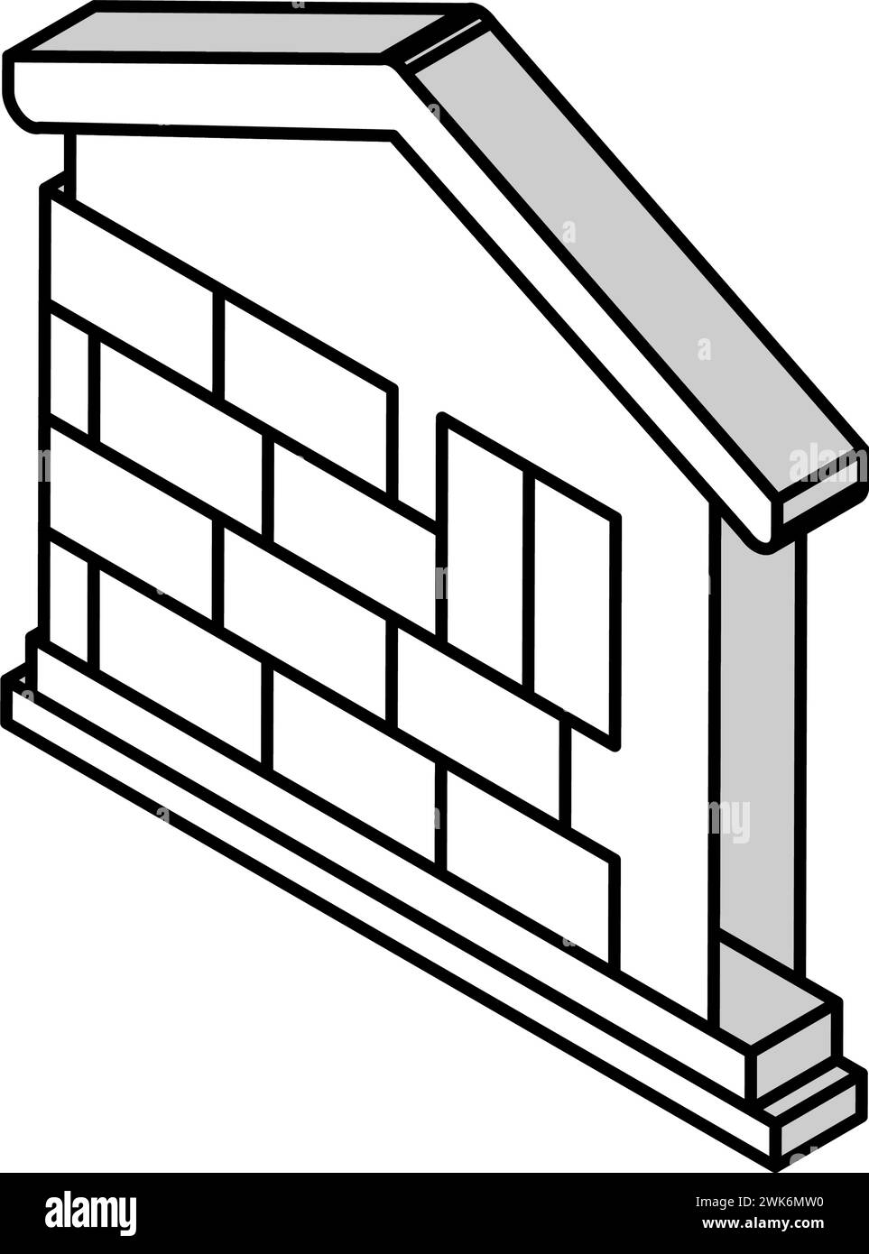 wall insulation outside mineral wool isometric icon vector illustration ...