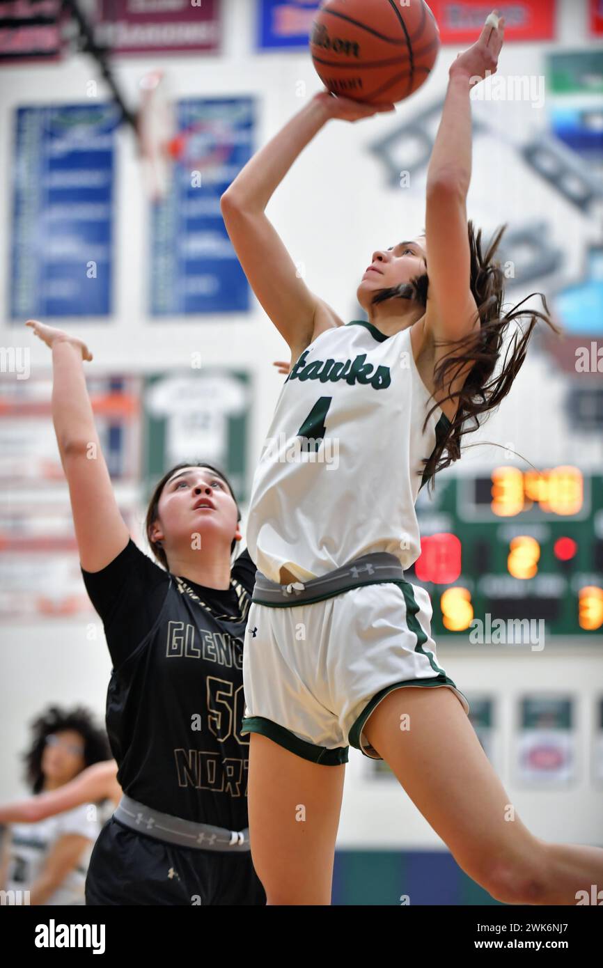 Illinois, USA. Player getting off a shot above the floor and a ...