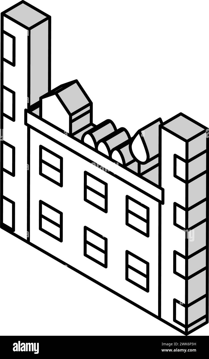 growth plant on building roof isometric icon vector illustration Stock ...