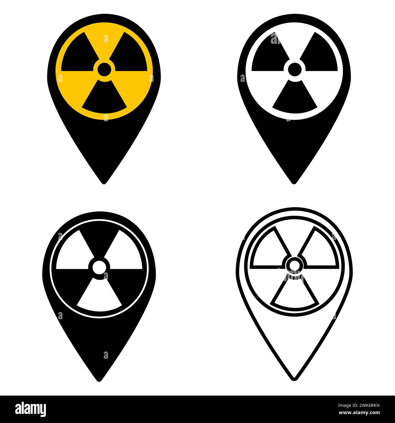 Map nuclear pin icon. Nuclear waste disposal sign. radioactive and ...