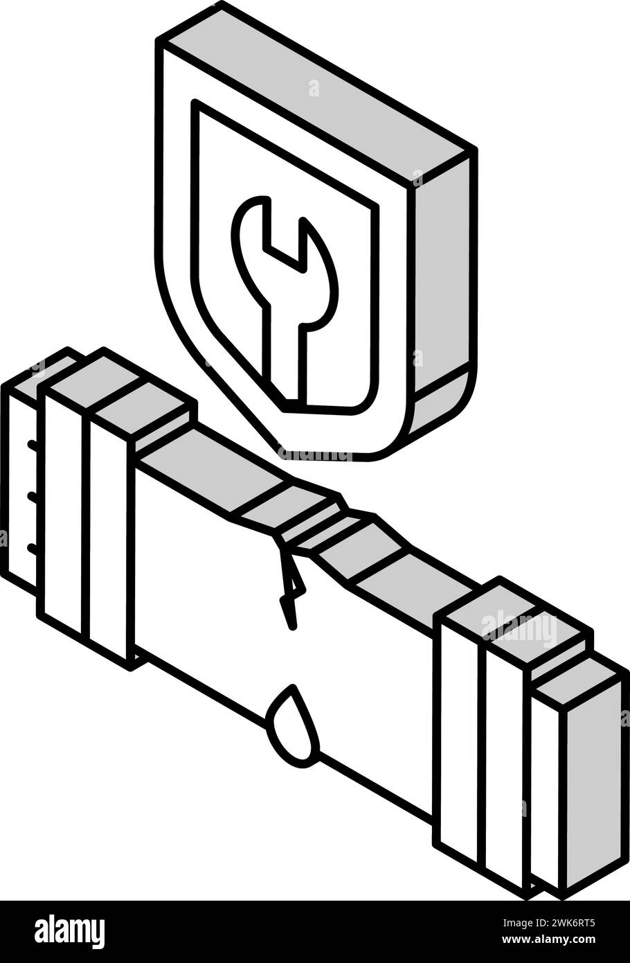 repair broken pipeline construction isometric icon vector illustration ...