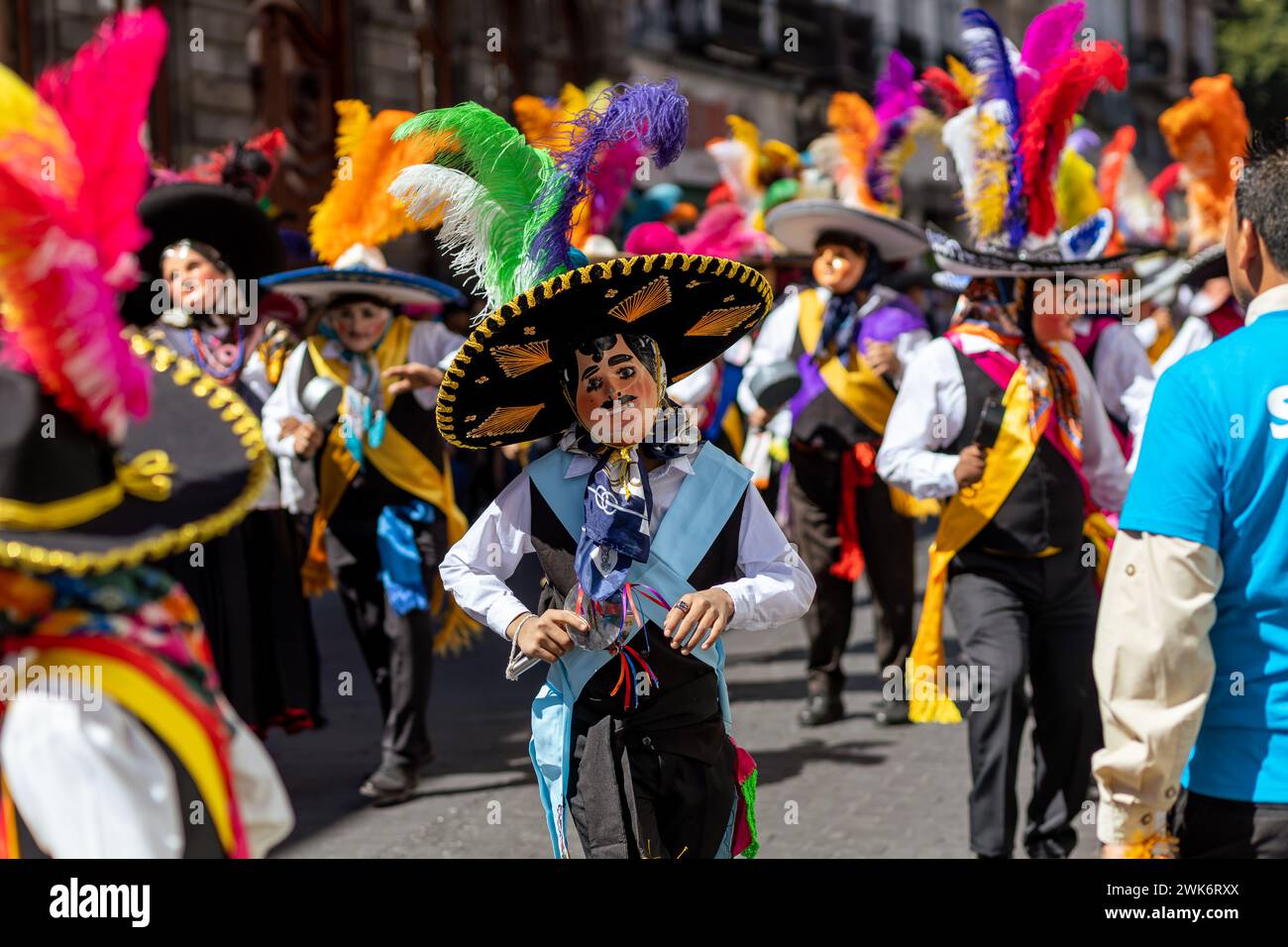 Mexican carnival, Mexican dancers recognized as "huehues" with bright ...