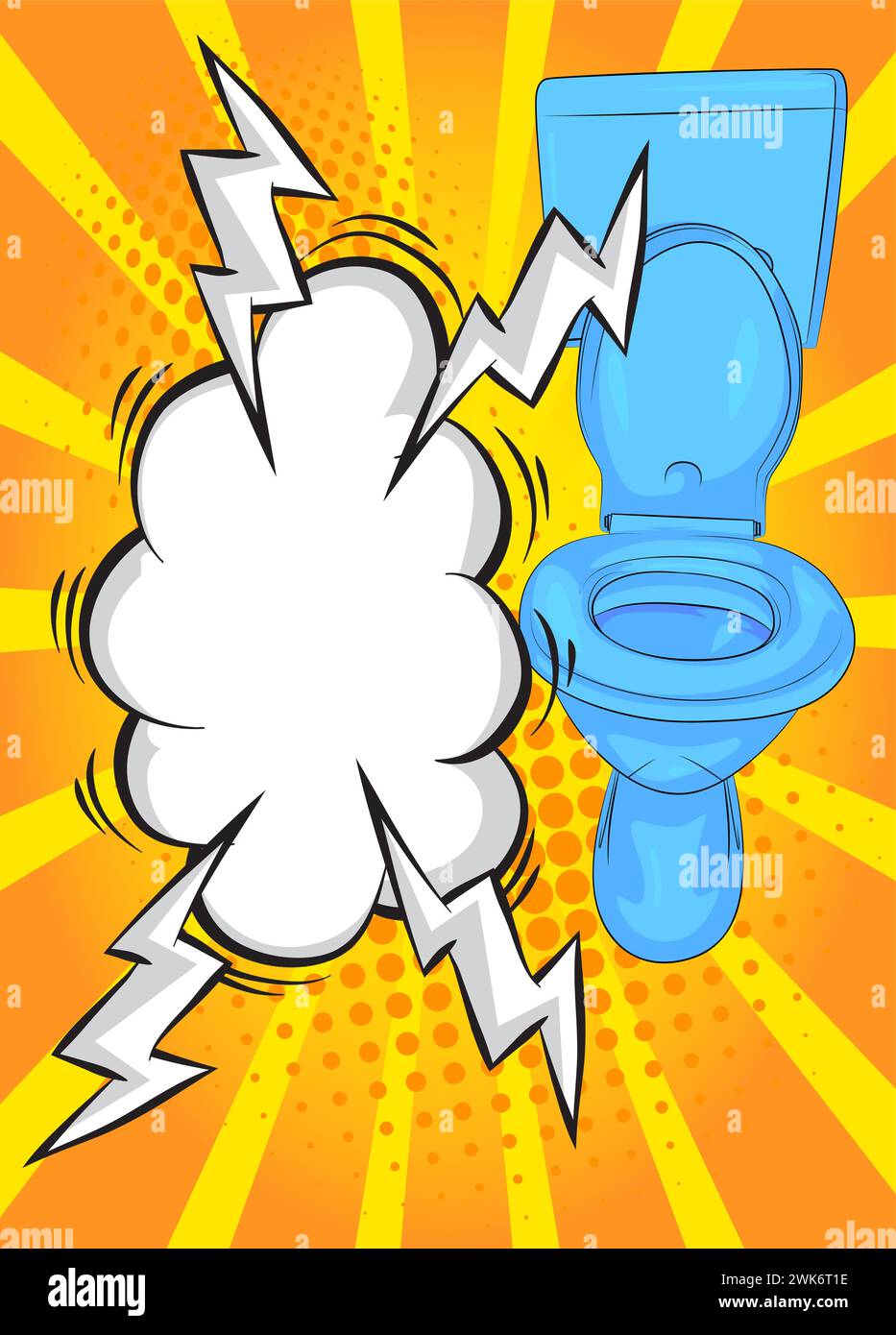 Cartoon Flush Toilet with blank speech bubble, comic book Bathroom ...