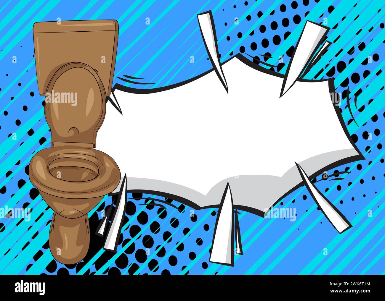 Cartoon Flush Toilet with blank speech bubble, comic book Bathroom ...