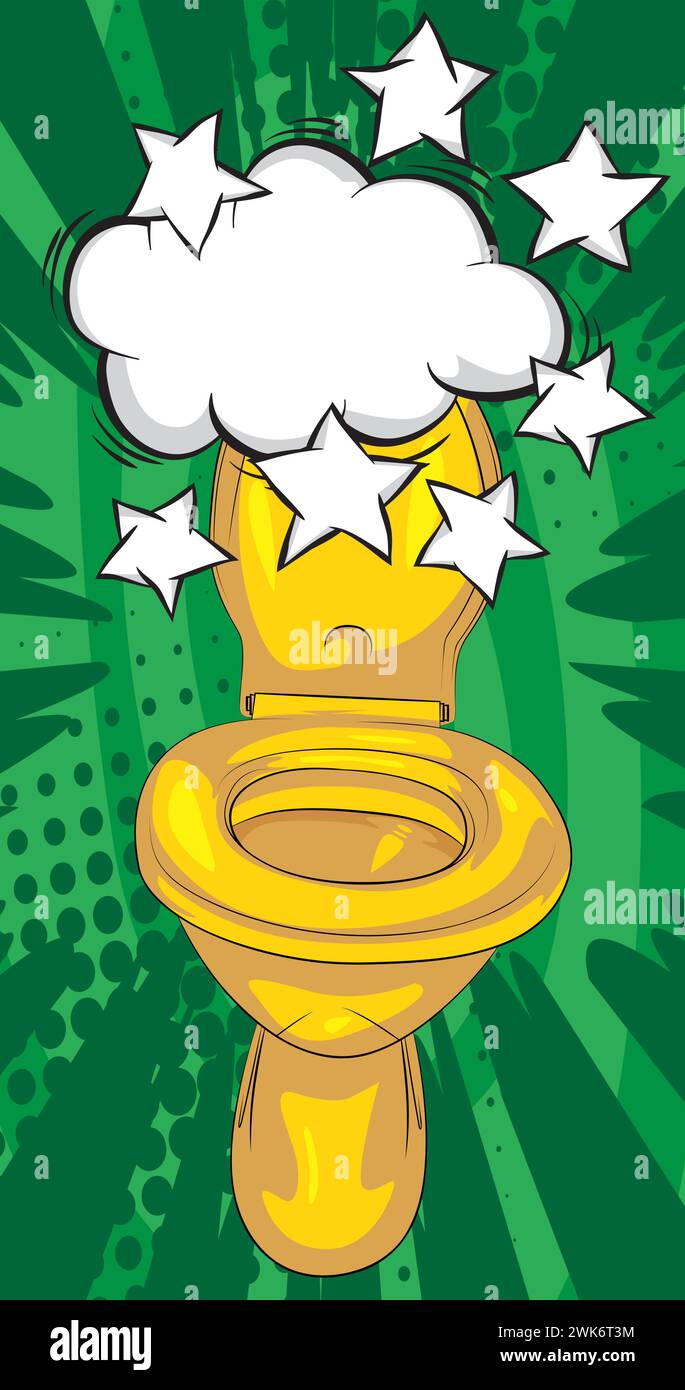 Cartoon Flush Toilet with blank speech bubble, comic book Bathroom ...