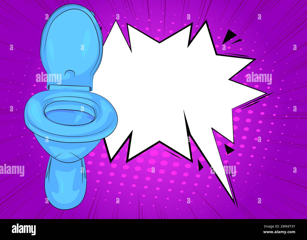 Cartoon Flush Toilet with blank speech bubble, comic book Bathroom ...