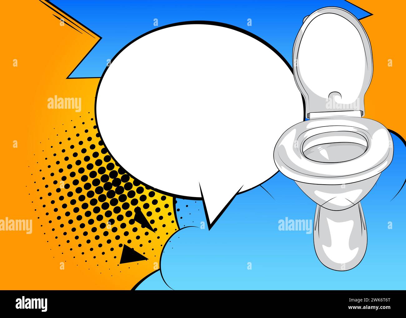 Cartoon Flush Toilet with blank speech bubble, comic book Bathroom ...