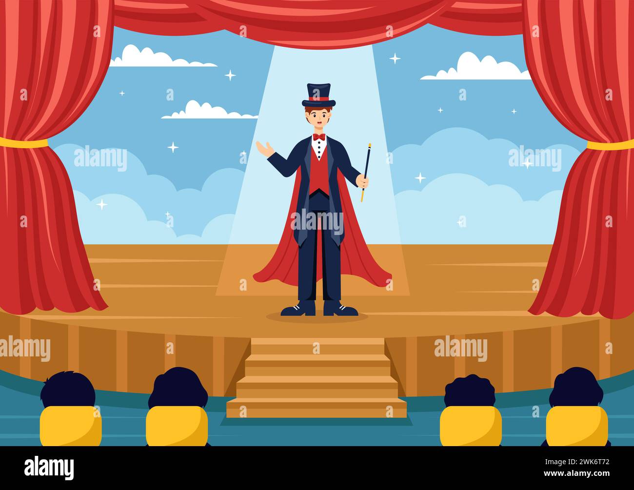 Magician Vector Illustration with Illusionist Conjuring Tricks and ...
