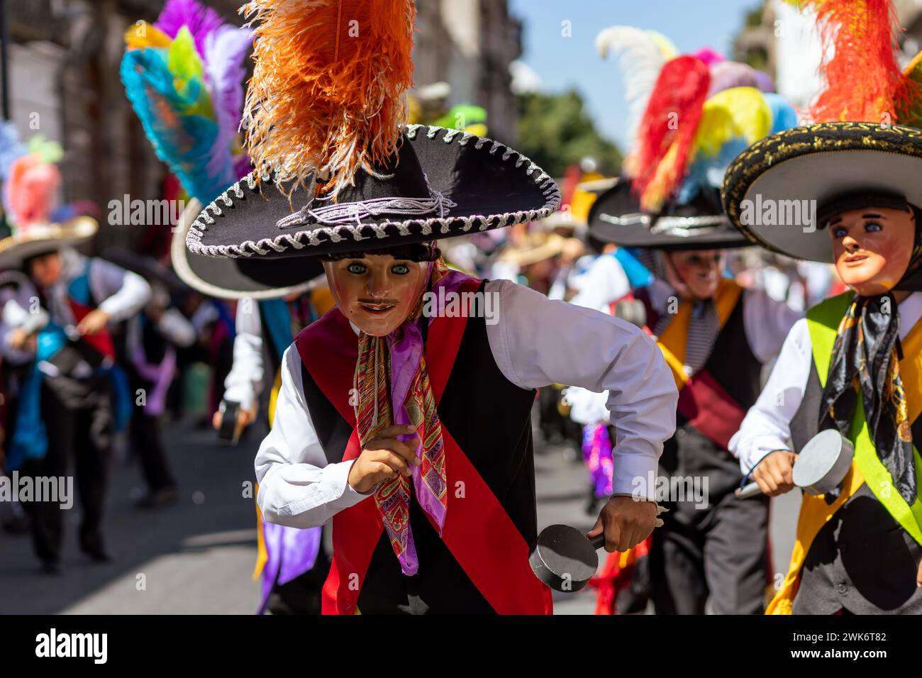 Mexican carnival, Mexican dancers recognized as "huehues" with bright ...