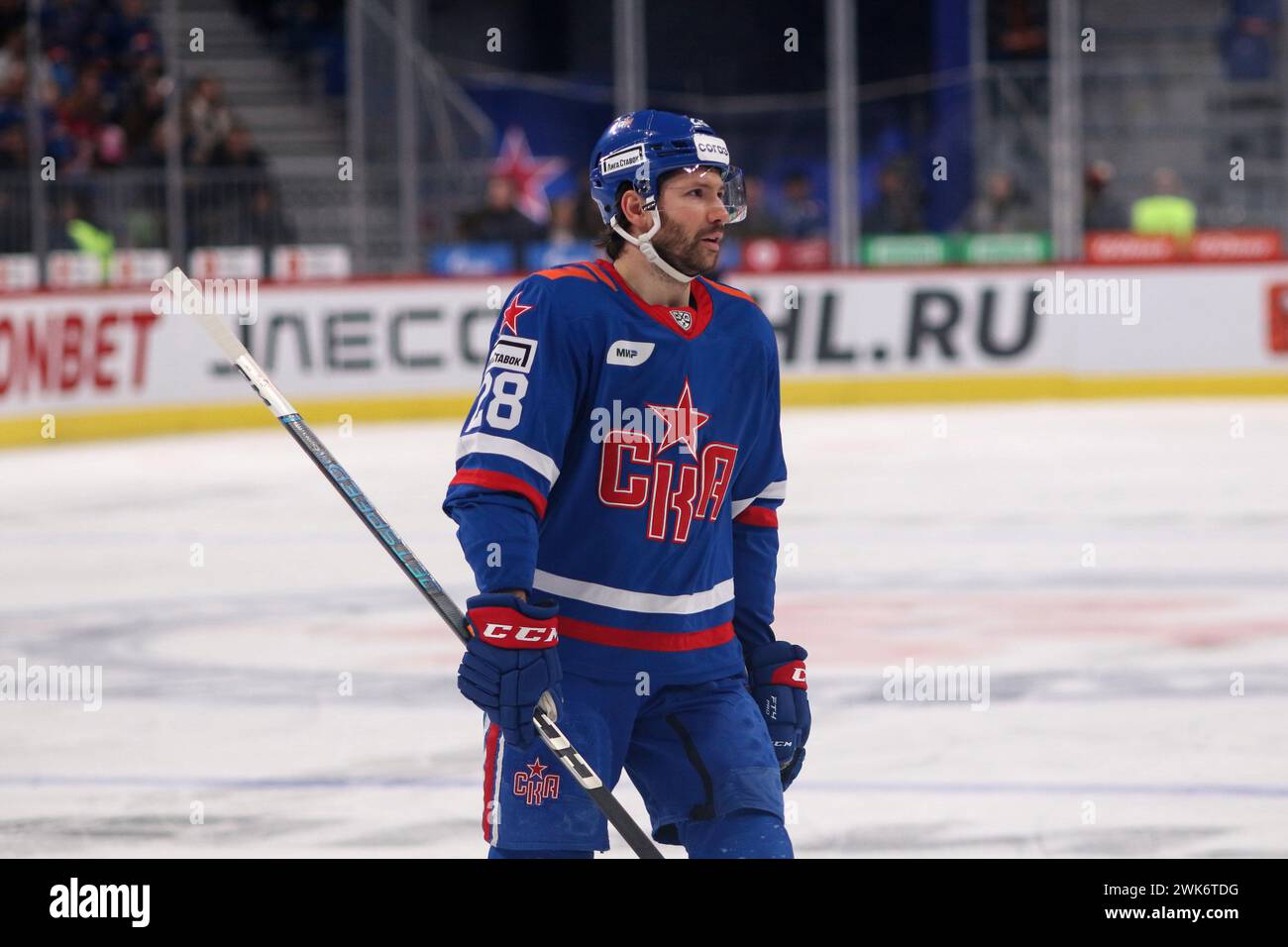 Saint Petersburg, Russia. 18th Feb, 2024. SKA Hockey Club player ...