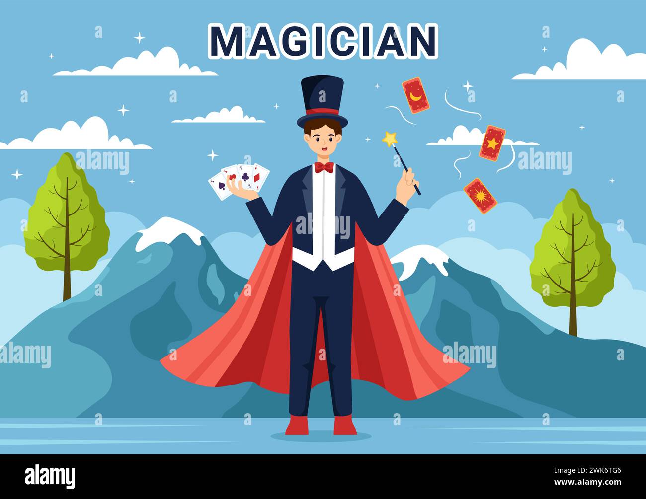 Cartoon wizard waving magic wand hi-res stock photography and images ...