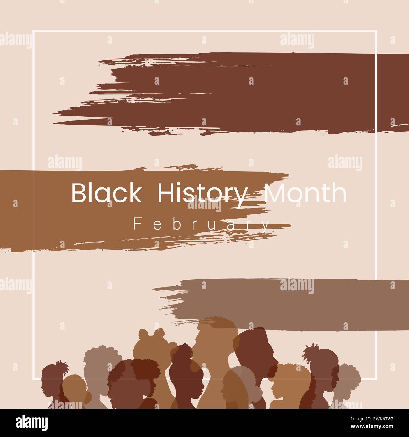 Black History Month banner, People stand side by side together. Flat ...