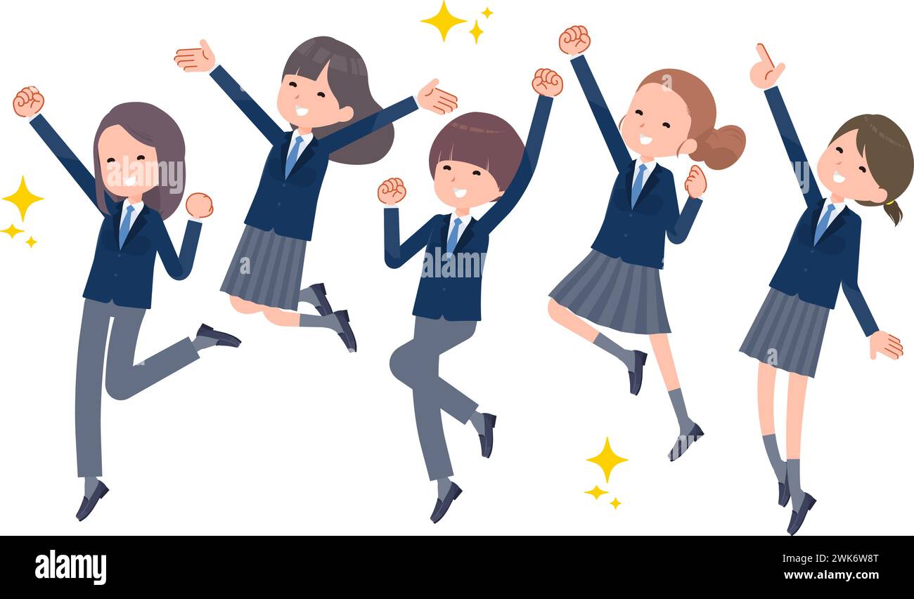 Female students jumping. Vector art that is easy to edit Stock Vector ...