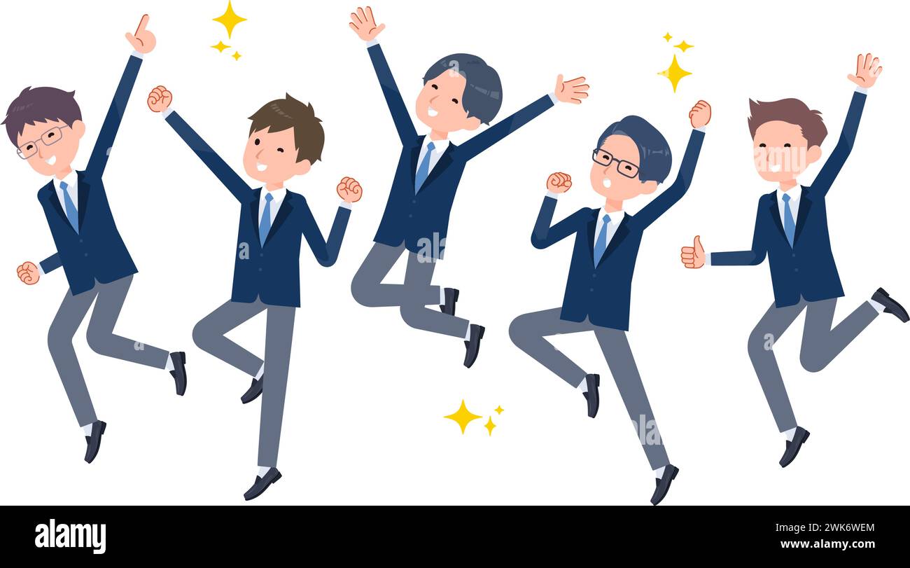 Male students jumping. Vector art that is easy to edit Stock Vector ...