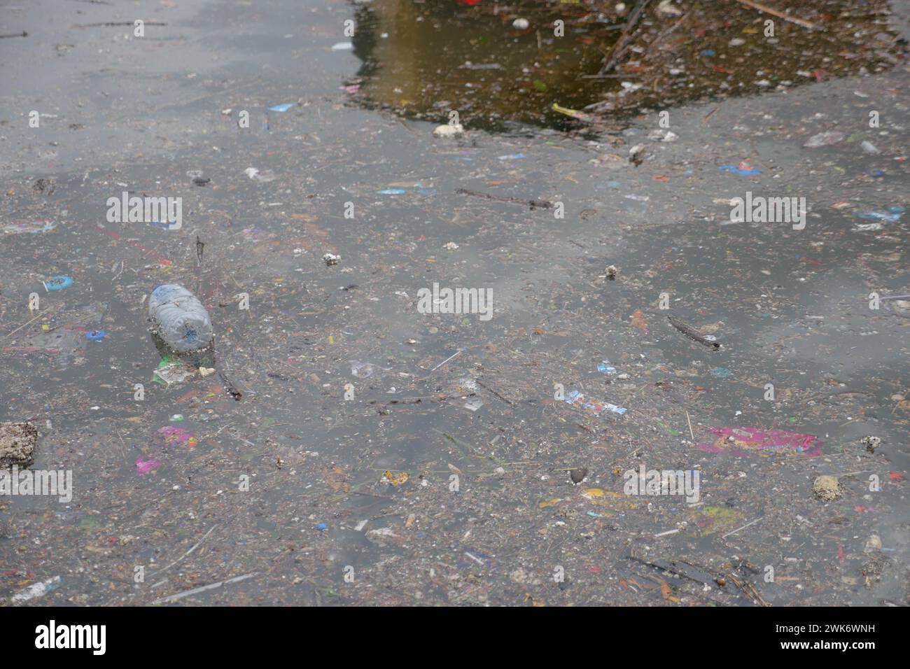 water pollution with garbage on water Stock Photo - Alamy