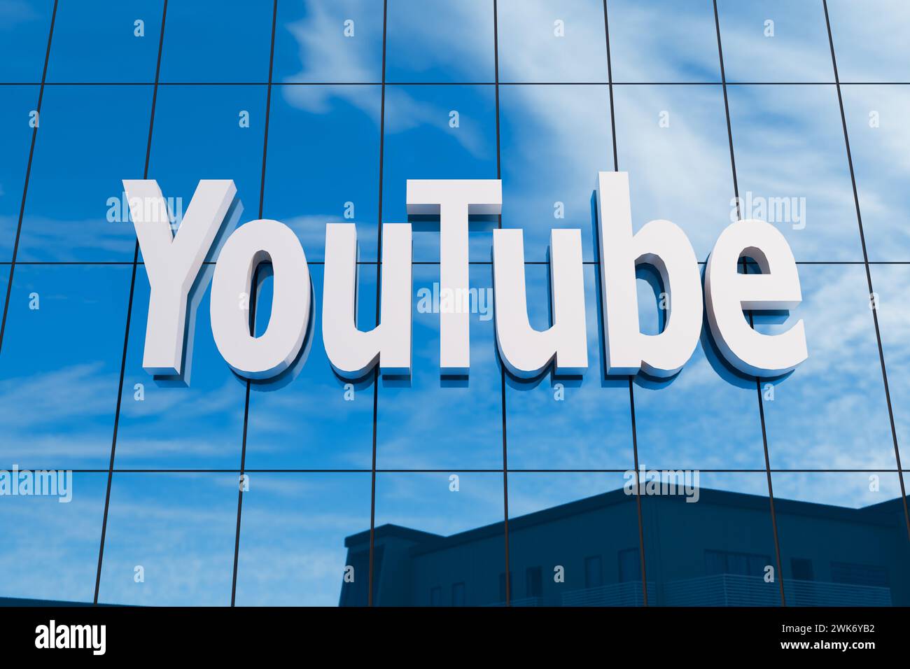 Pune, India - February 19, 2024. YouTube logo on the facade of the ...