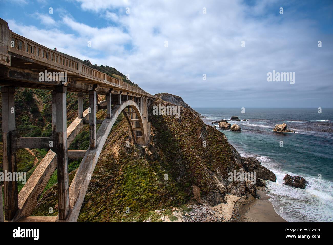 Side View of the Rocky Creek Bridge by the Pacific Ocean - Big Sur ...