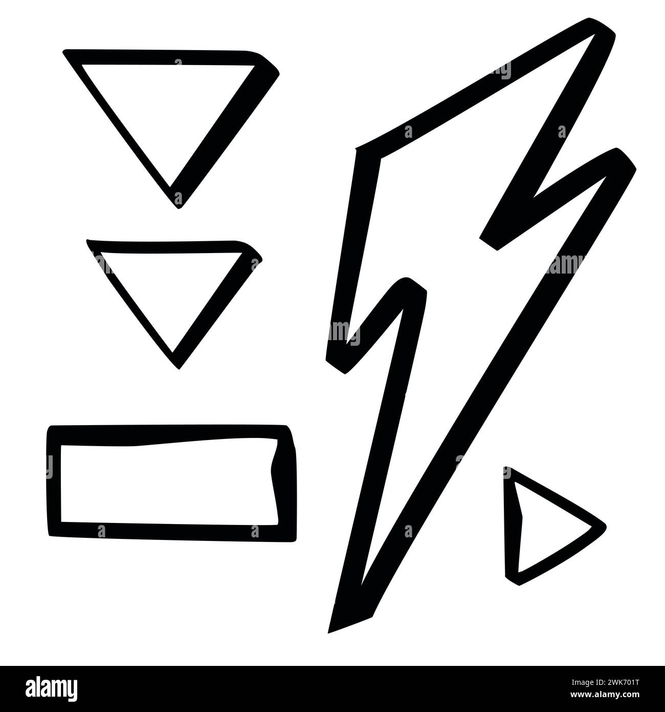 Vector set of abstract curved bold arrows . Hand drawn empty and ...