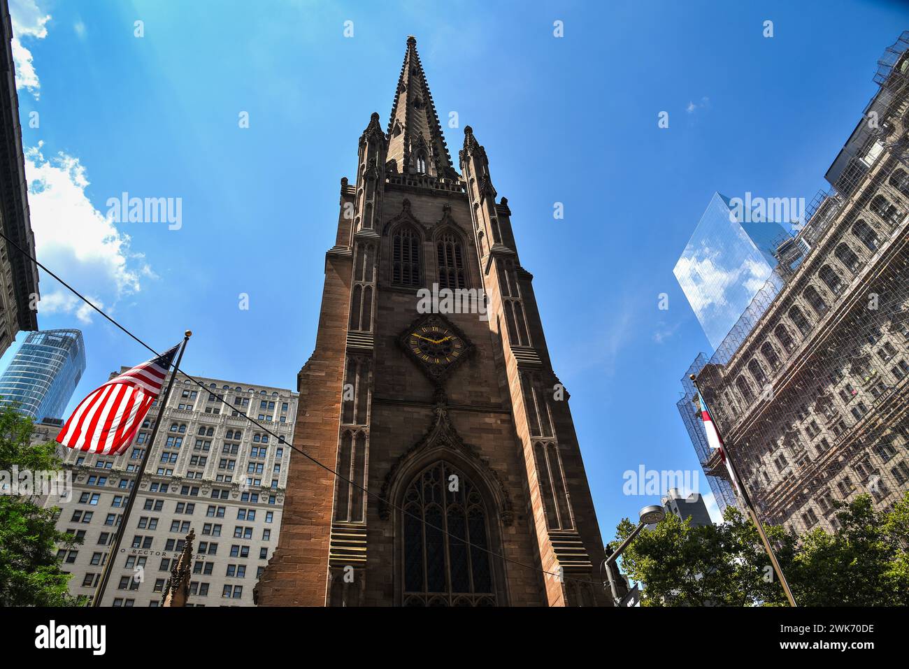 The Trinity Church seen from Wall Street in Lower Manhattan - New York ...