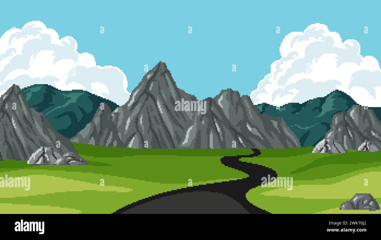 Scenic view rocky road Stock Vector Images - Alamy