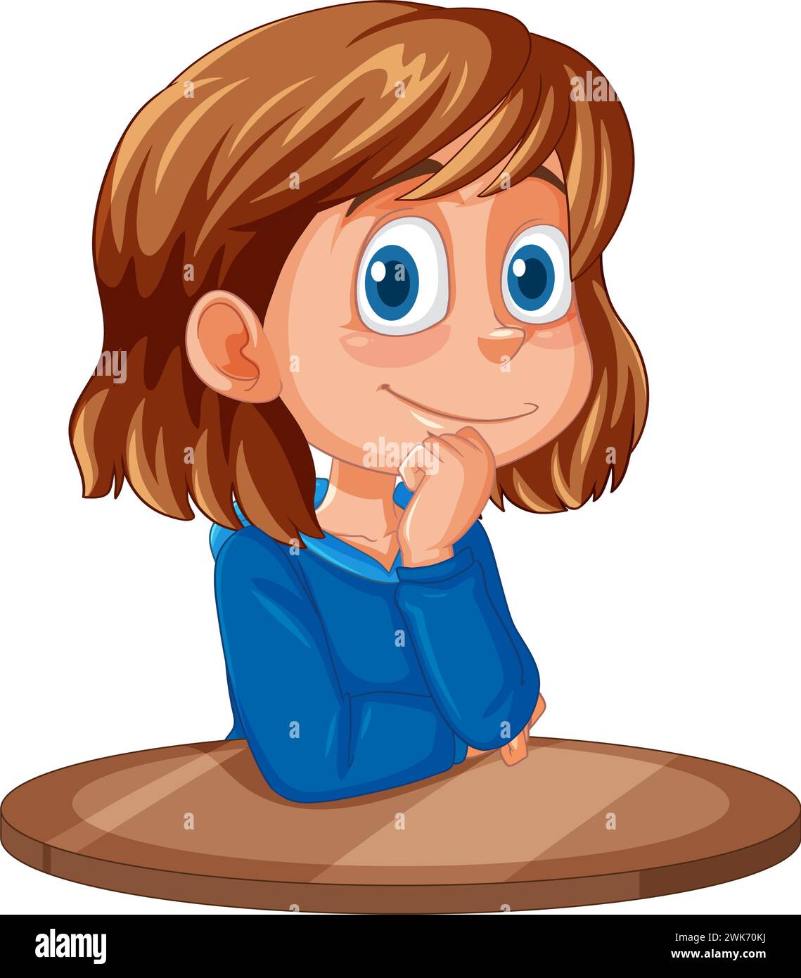 Thoughtful cute girl sitting in Stock Vector Images - Alamy