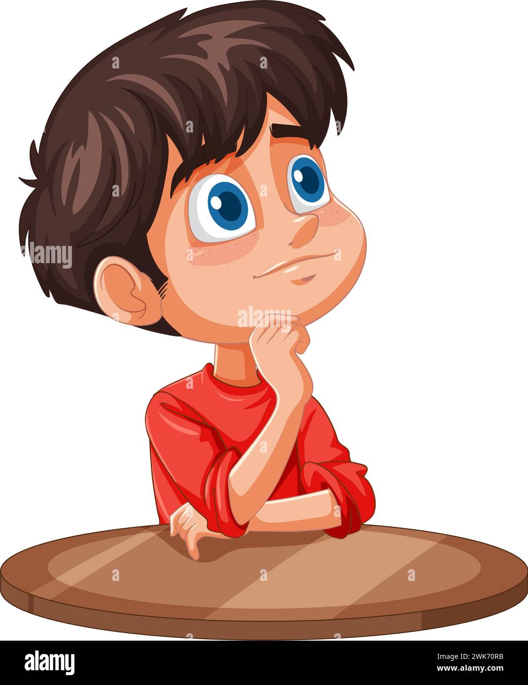 Cartoon boy thinking deeply with a curious expression Stock Vector ...