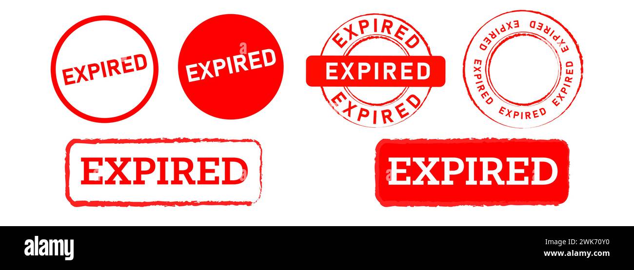expired red rectangle and circle stamp logo label sticker sign ...
