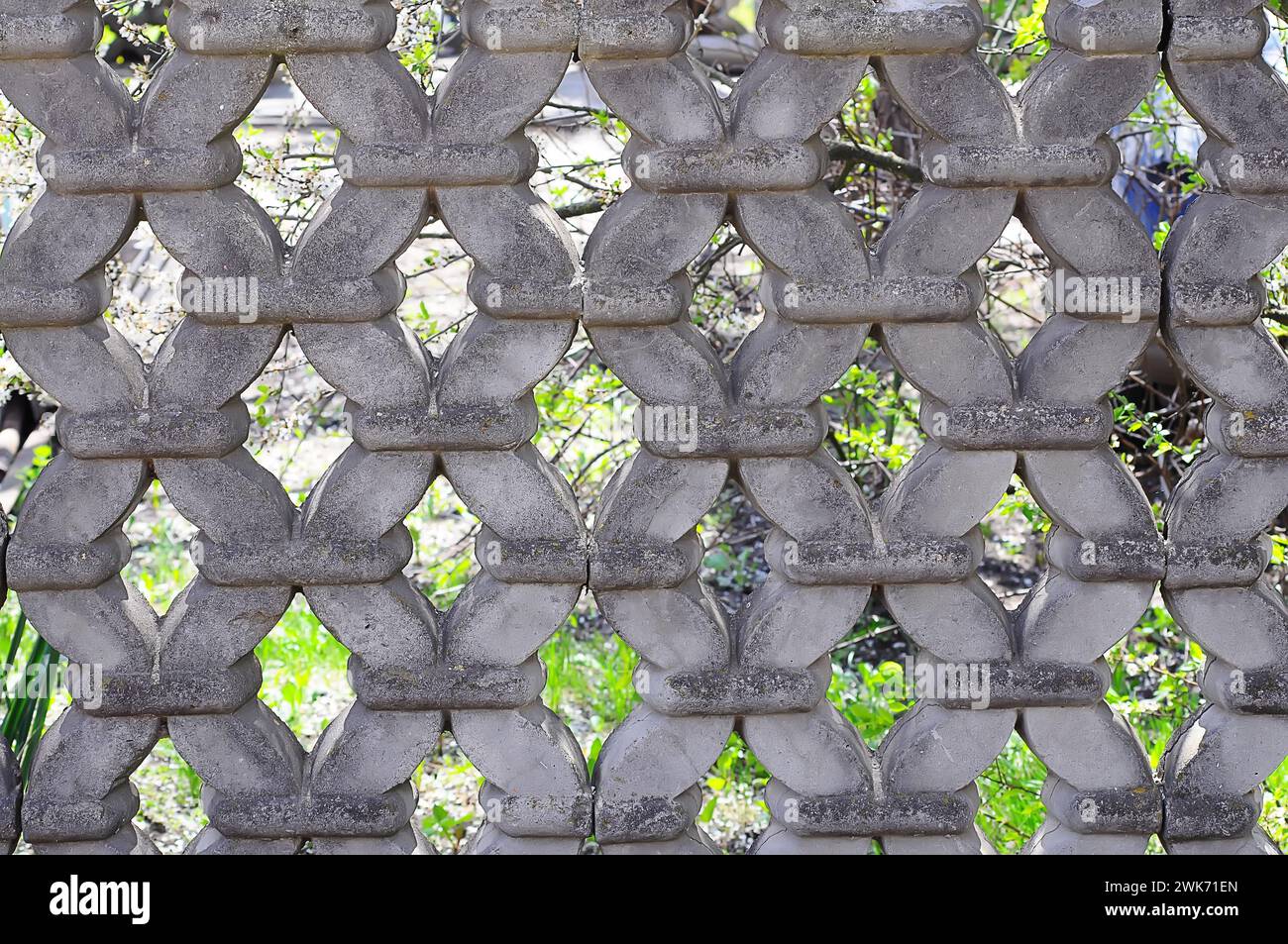 Decorative concrete fence with a pattern, openwork fence Stock Photo ...