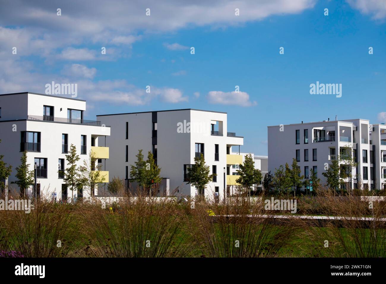 Residential neighbourhood with modern apartment blocks, Rhineland ...