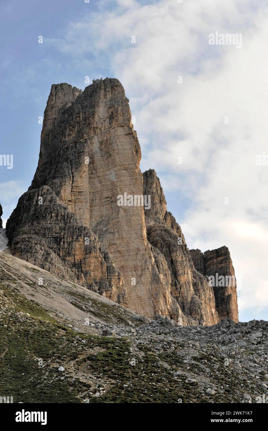 Three Peaks in Alta Pusteria, from the direction of Dreizinnenhuette ...