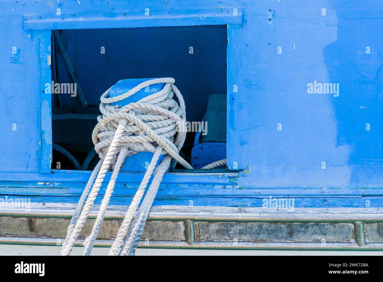 Rope tied around ship docking cleat in Mokpo, South Korea Stock Photo ...