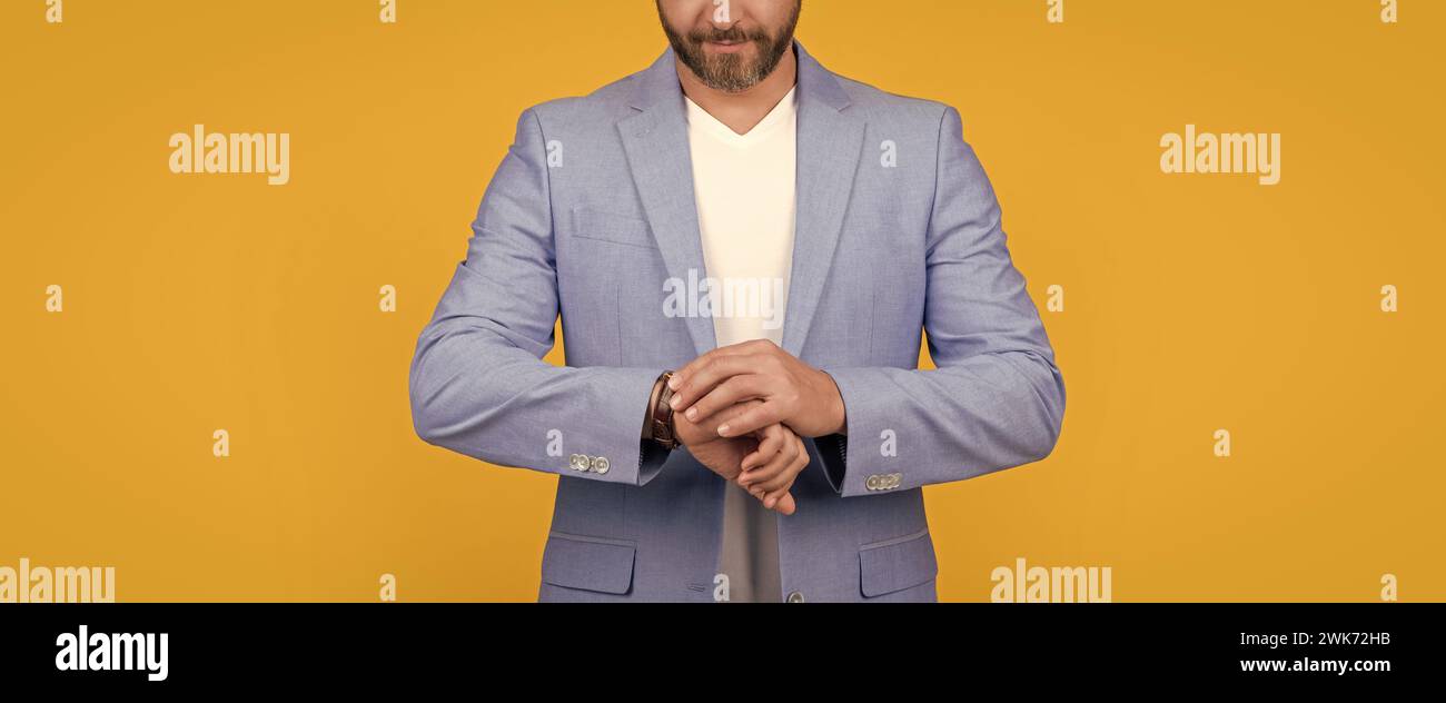 cropped view of businessman punctuality in studio. photo of handsome ...