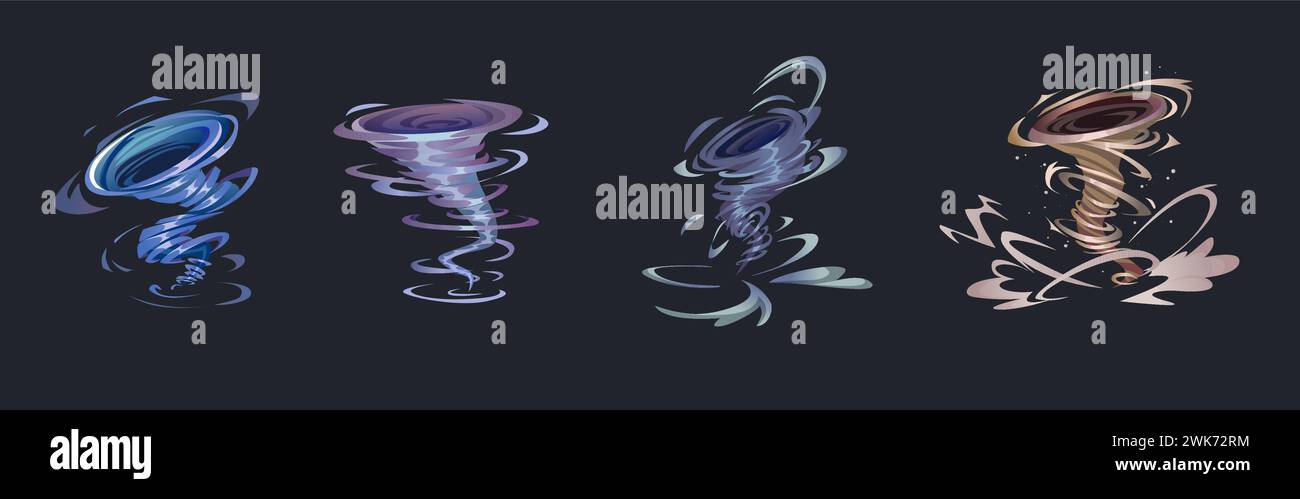 Tornado cartoon collection - various whirlwind and hurricane twister on ...