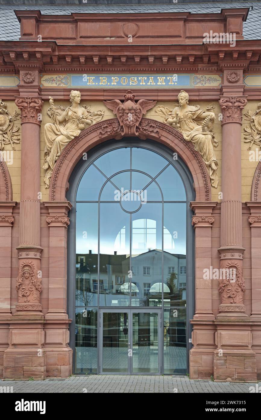 Entrance with stained glass window to the Old Post Office built in 1893 ...