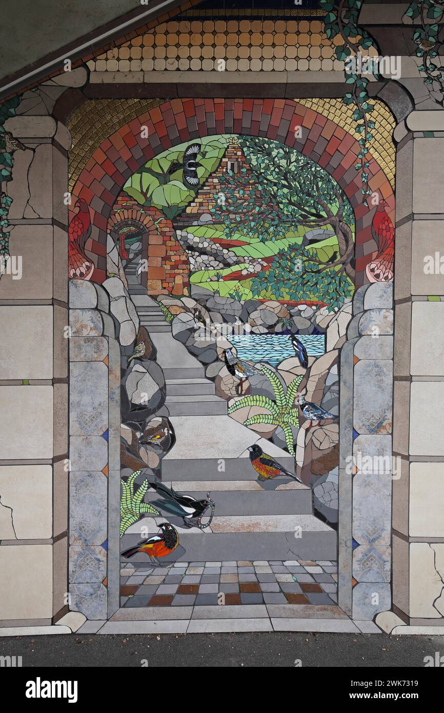 Wall mosaic with gateway to flora and fauna by Isidora Paz Lopez 2019 ...
