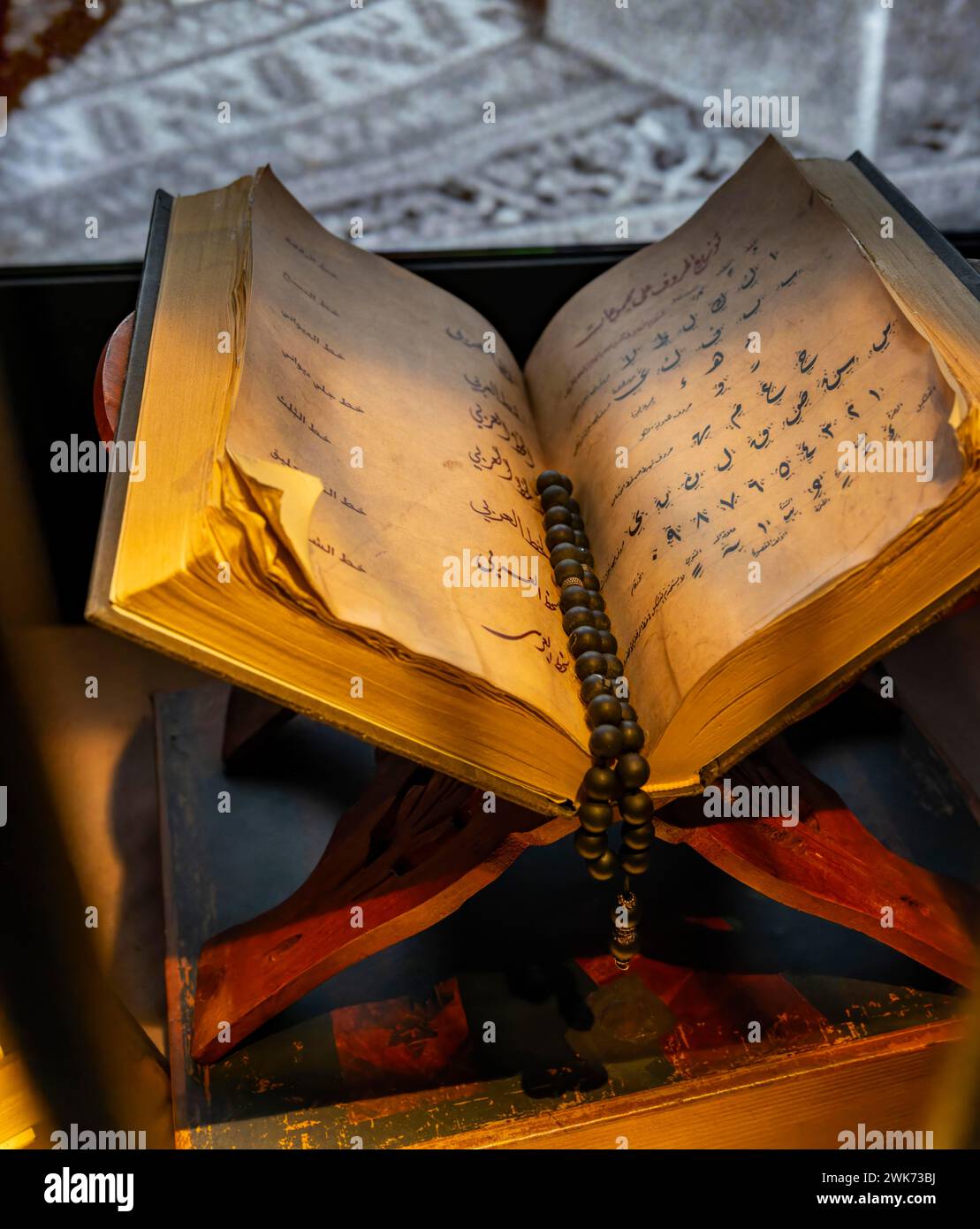 Koran with prayer chain, Dubai, United Arab Emirates, Middle East Stock ...