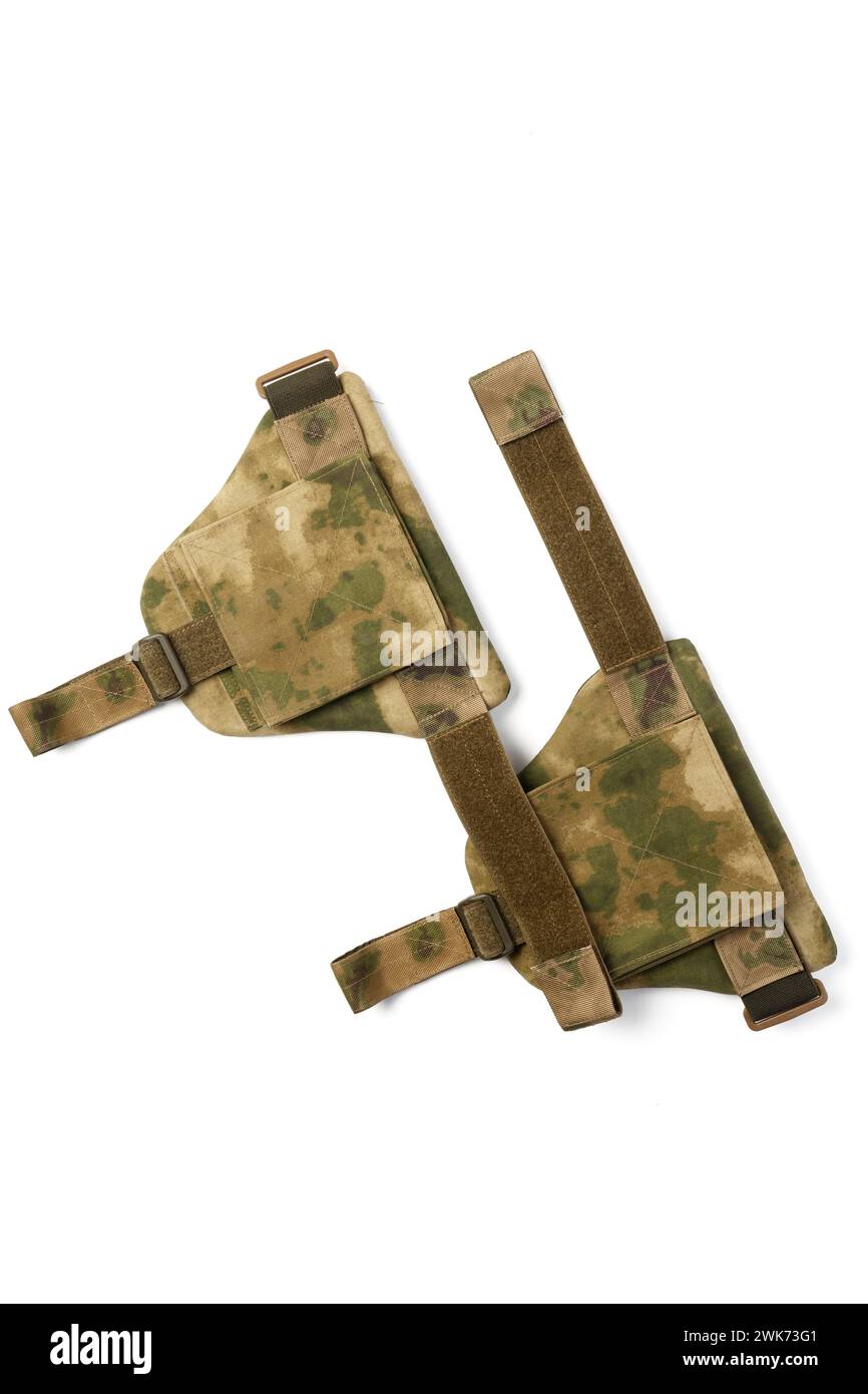 Body armor shoulder plates protection for soldiers isolated on white ...