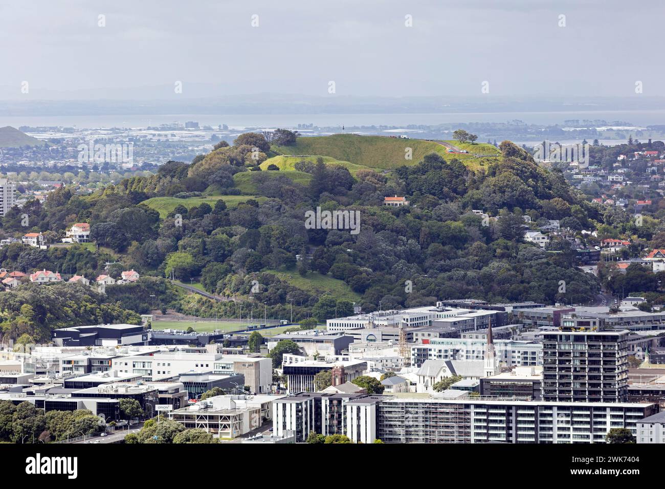 Mount Eden volcano, from the TV tower, Auckland, New Zealand Stock ...
