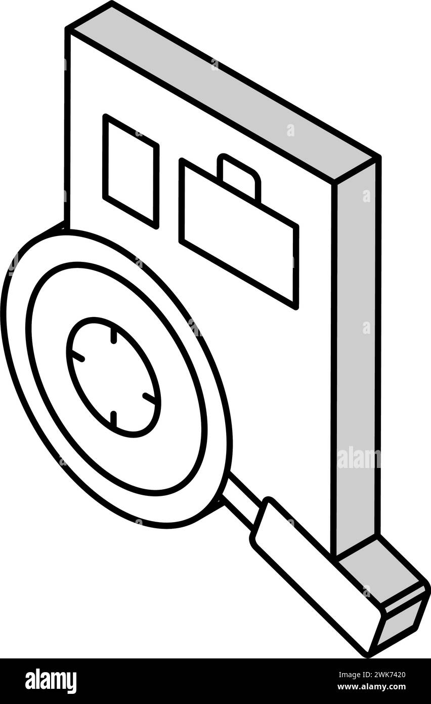 researching cv or business case isometric icon vector illustration ...