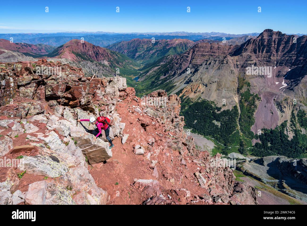 Hiking down after climbing to Maroon Peak in the Maroon Bells-Snowmass ...