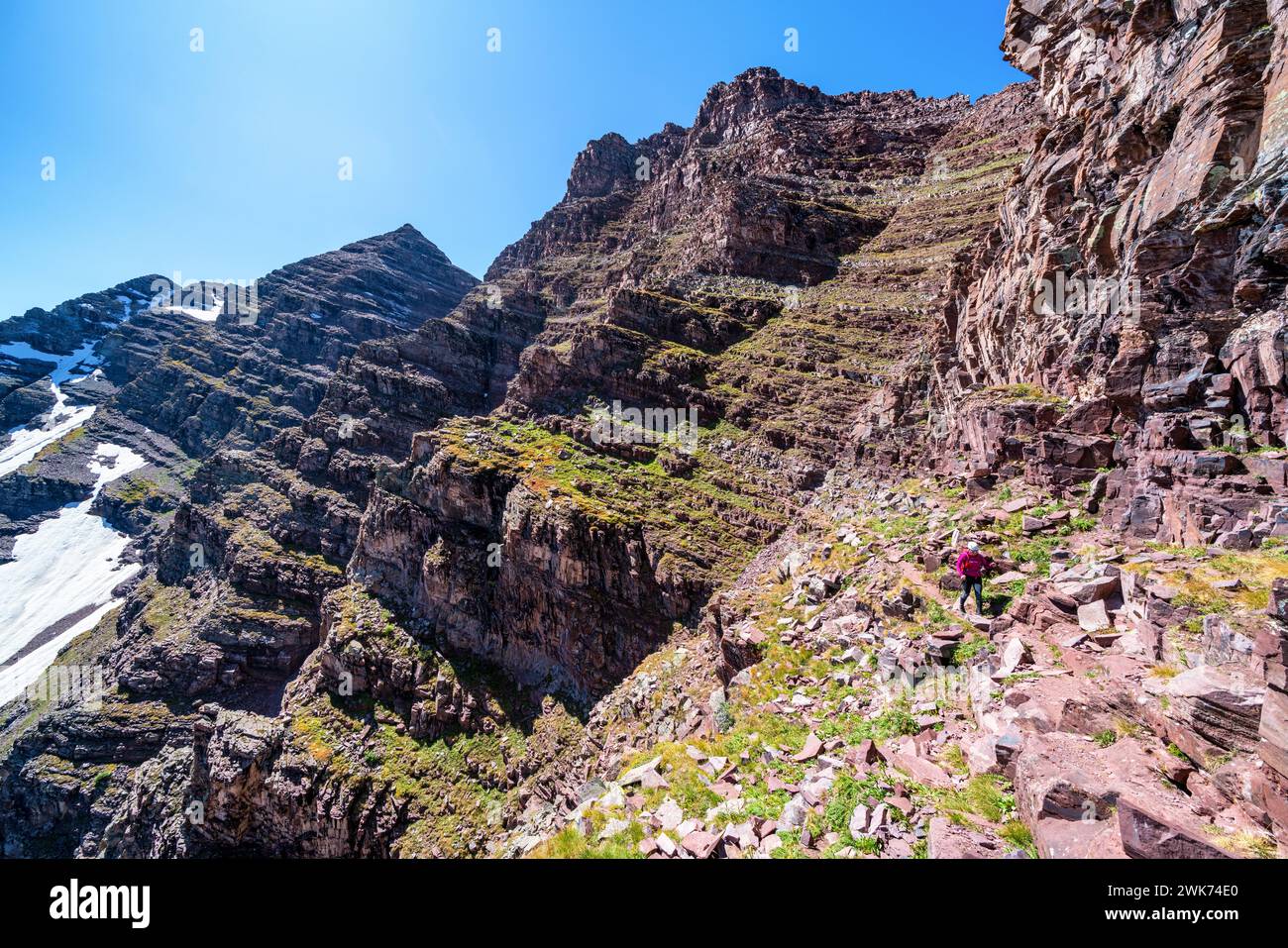 Hiking down after climbing to Maroon Peak in the Maroon Bells-Snowmass ...