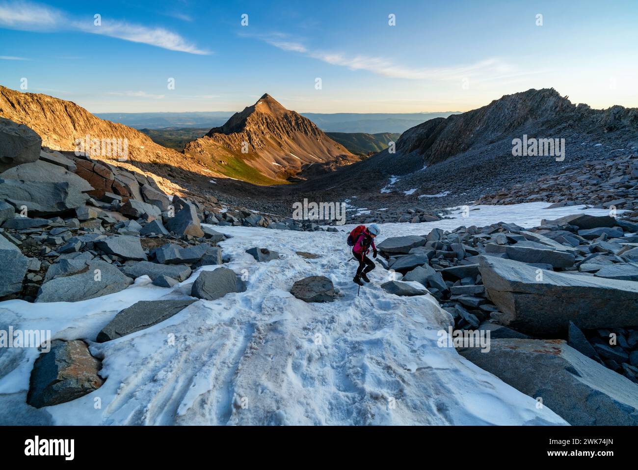 Hiking towards Capitol Peak mountain summit, Colorado, USA Stock Photo ...